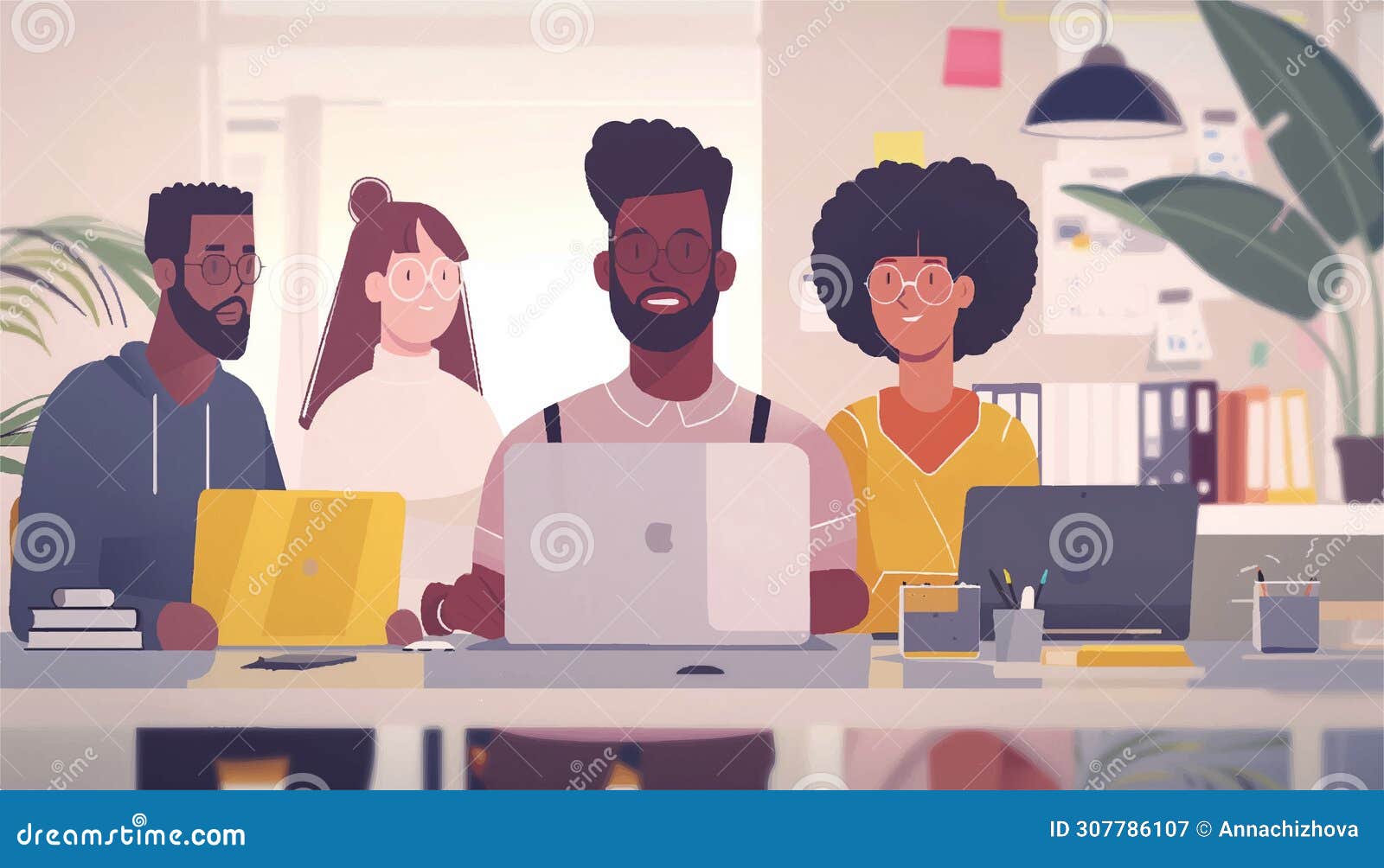 Casual Teamwork - Diverse Team of People Working Together with ...