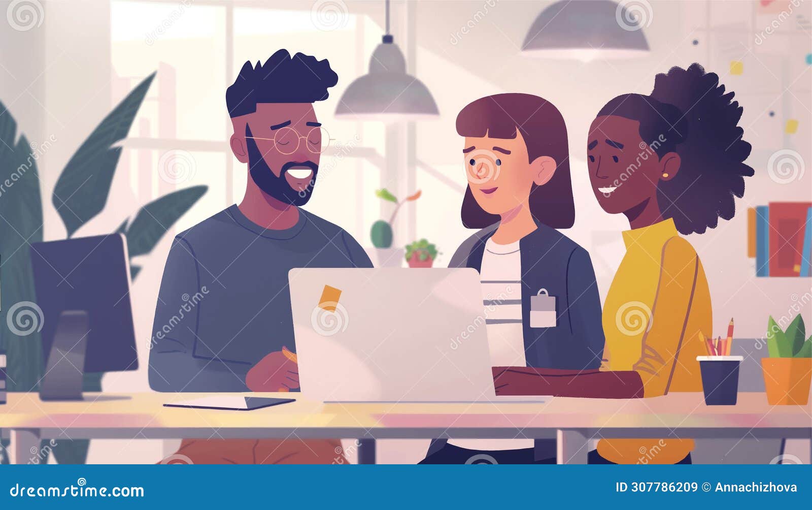 Casual Teamwork - Diverse Team of People Working Together with ...