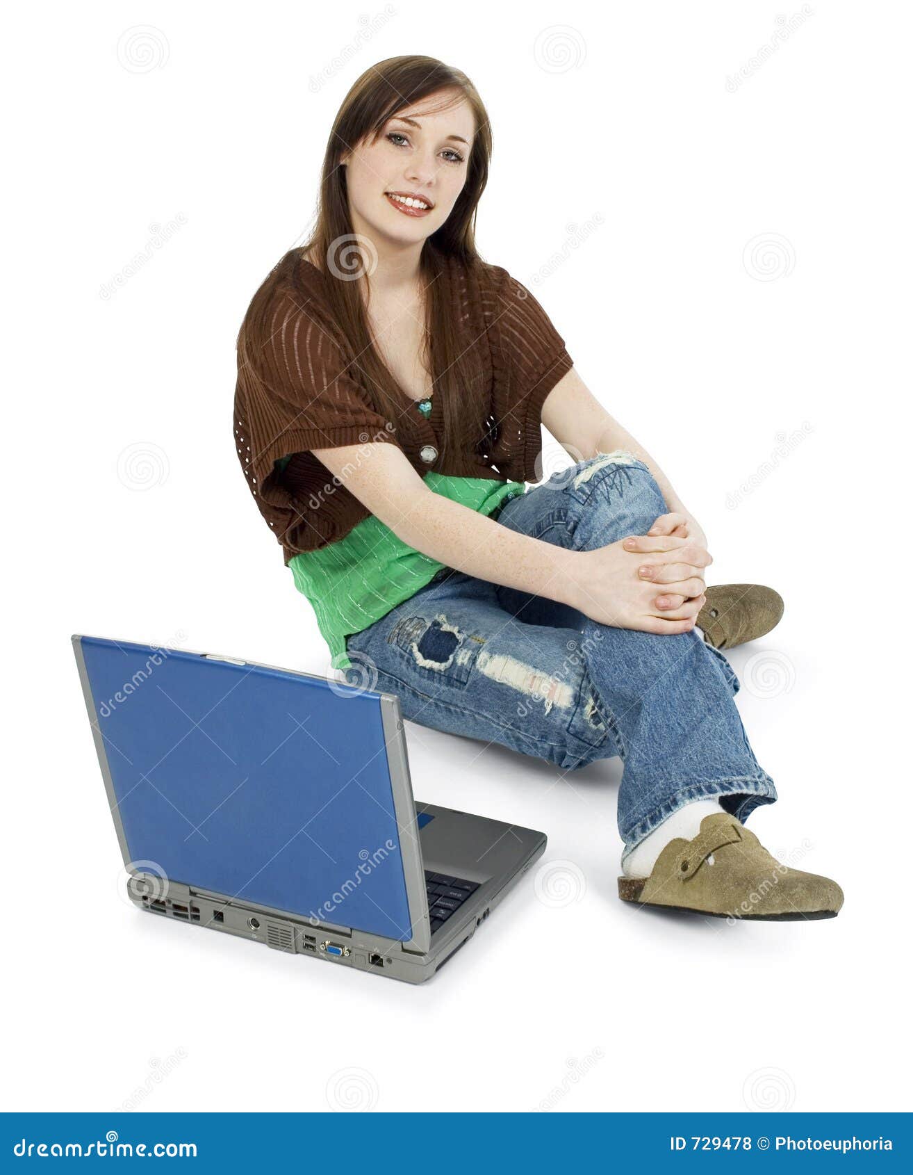 Casual Teen with Laptop stock photo. Image of computer - 729478
