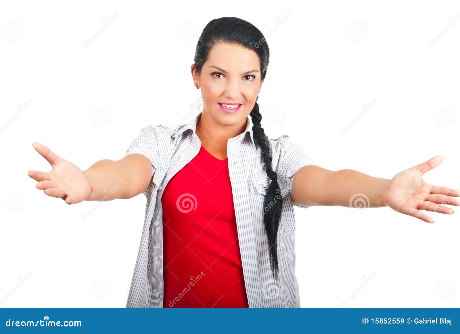 Casual Woman With Arms Open Royalty Free Stock Images - Image: 15852559