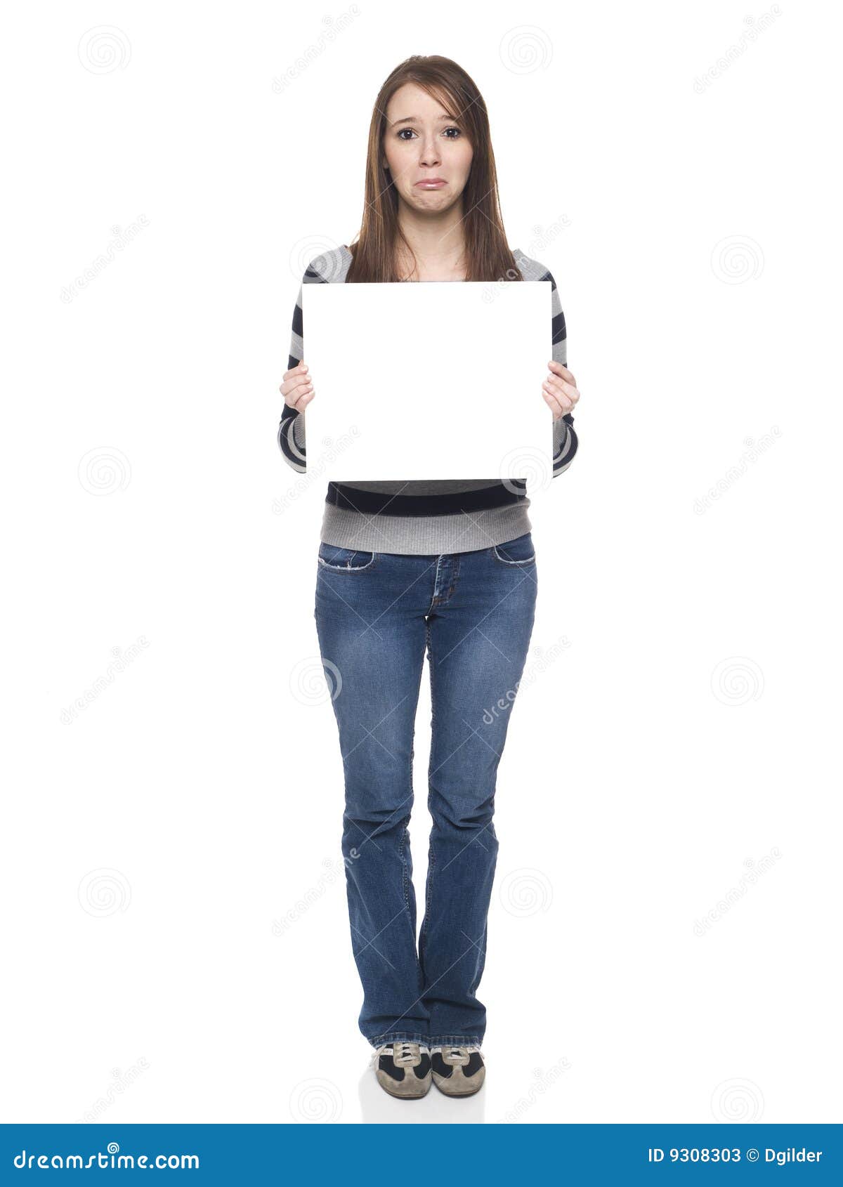 Casual Woman - Blank Sign Sad Stock Image - Image of shot, blank: 9308303