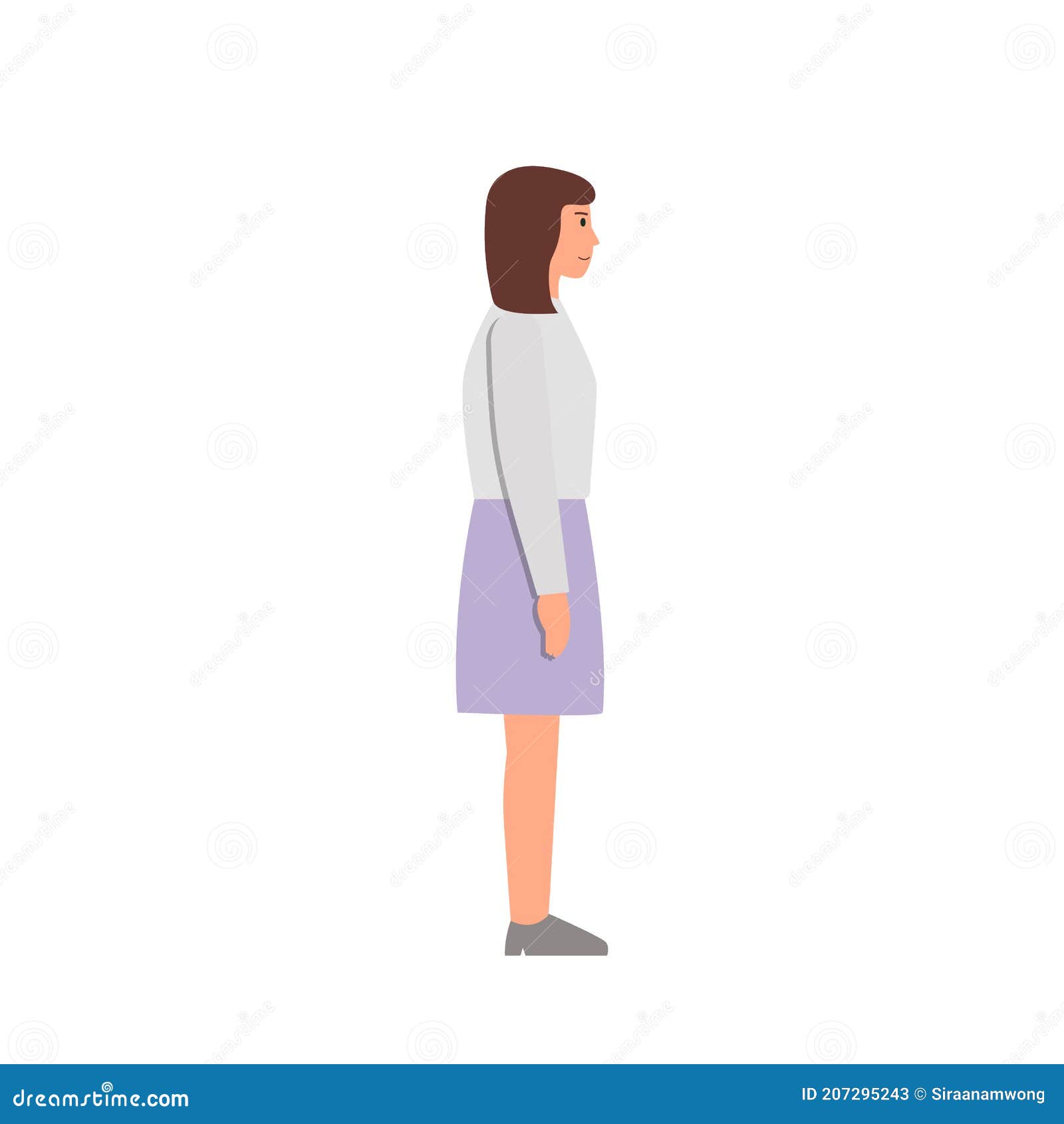 Set Casual Woman Front Side View Female Character Different Views For ...