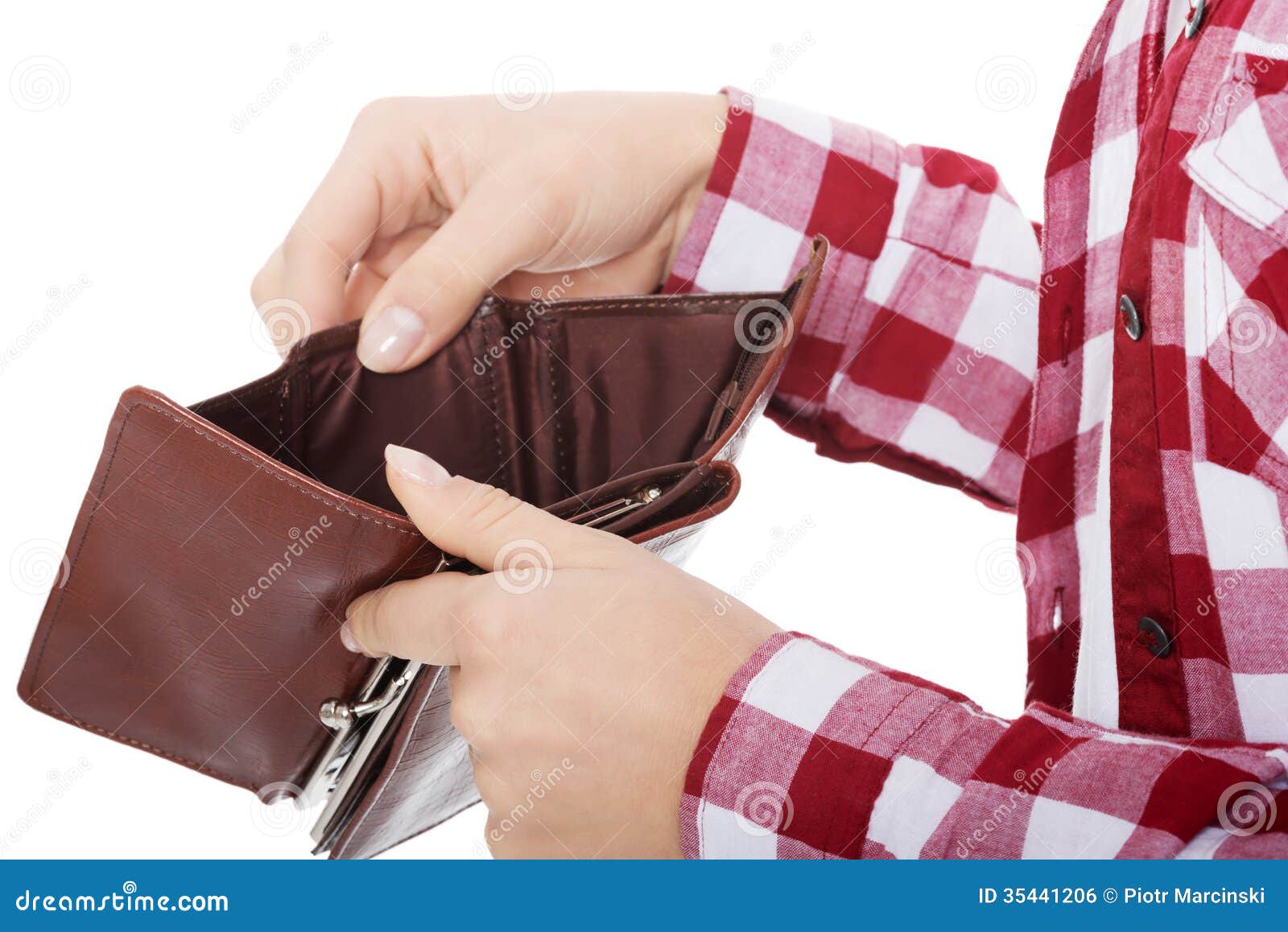 Casual Woman Showing Her Empty Wallet. Stock Photo - Image of paying ...