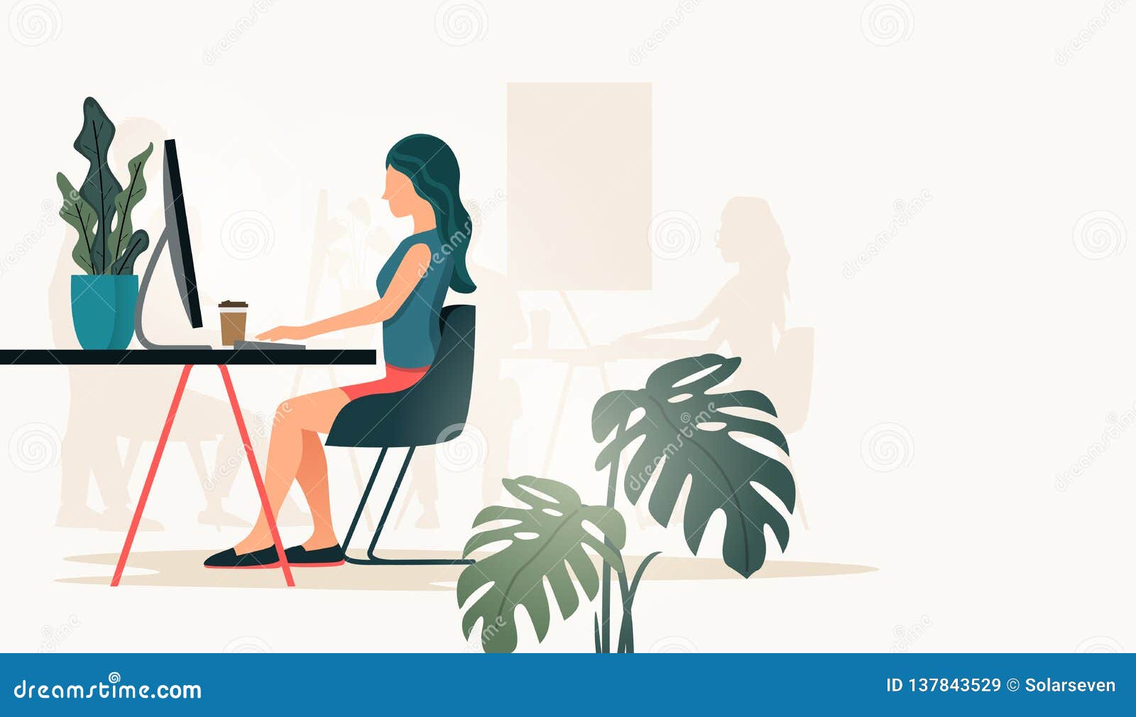 Casual Working Day Cartoon Character. Vector Illustration Of Coworkers ...