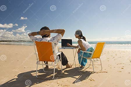 Casual Workers Meeting at the Beach Stock Photo - Image of ...