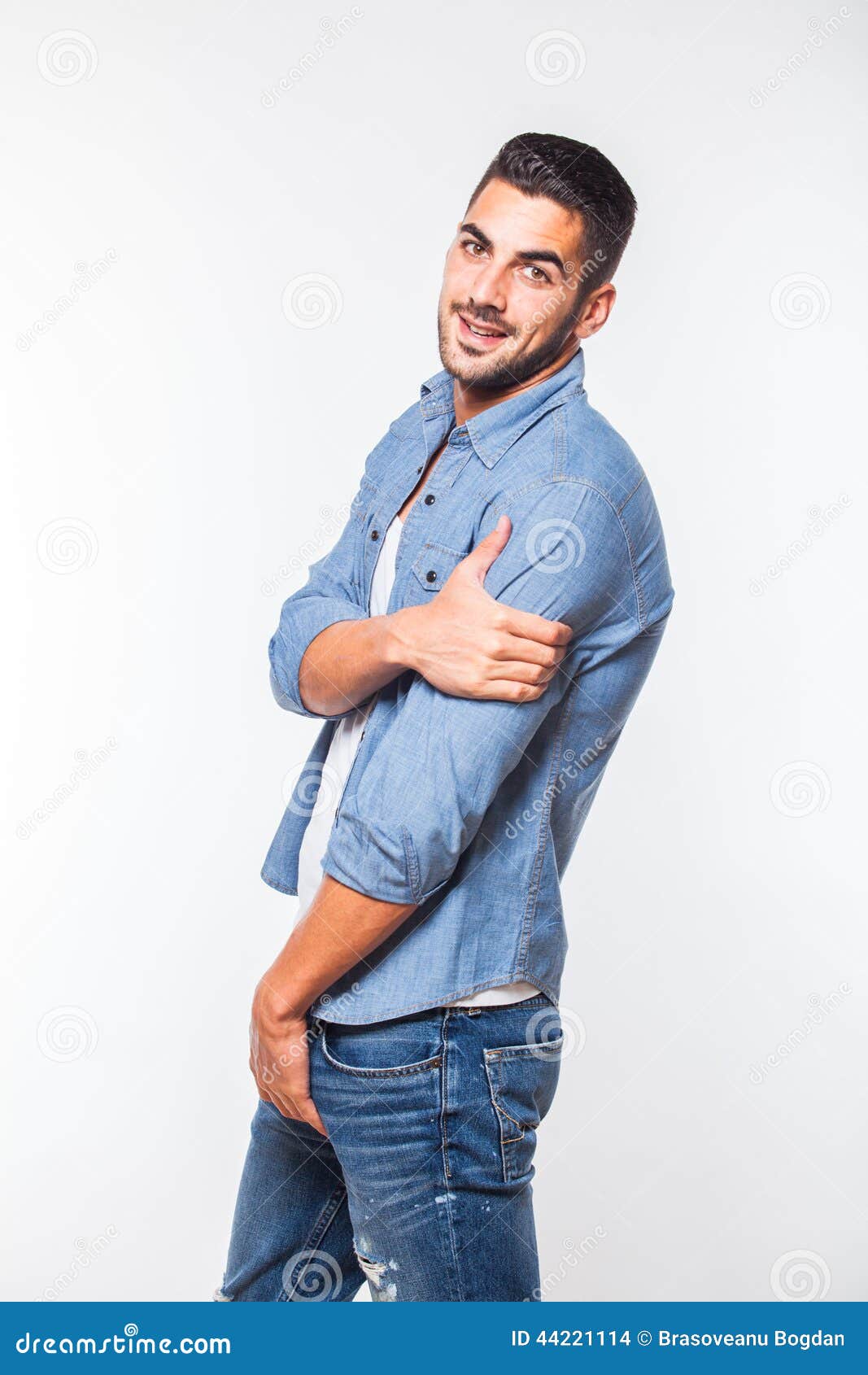 Casual Young Hansome Man Isolated Stock Photo - Image of cool, crossed ...