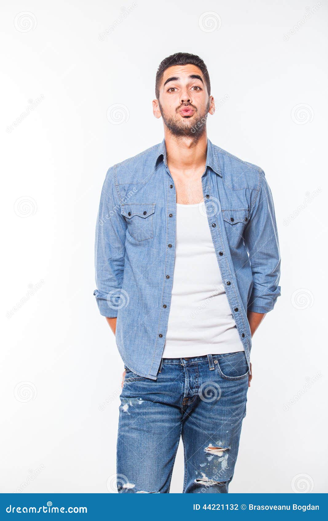 Casual Young Hansome Man Isolated Stock Photo - Image of jeans, healthy ...