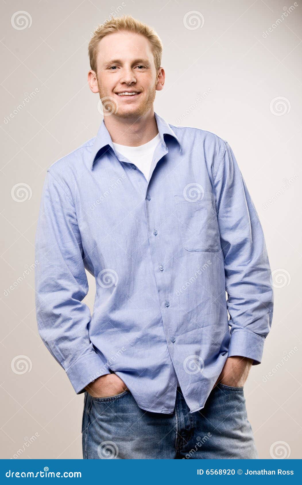 Casual Young Man with Hands in Pockets Stock Photo - Image of western ...