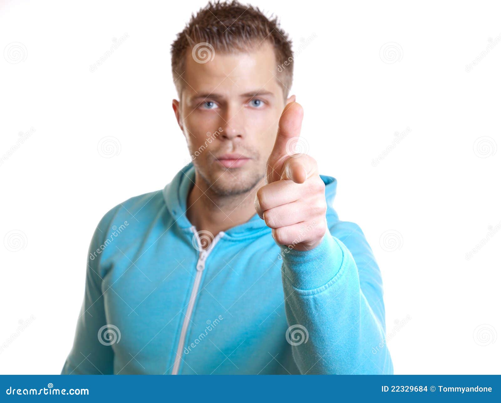 Casual Young Man Pointing a Finger Stock Photo - Image of casual ...