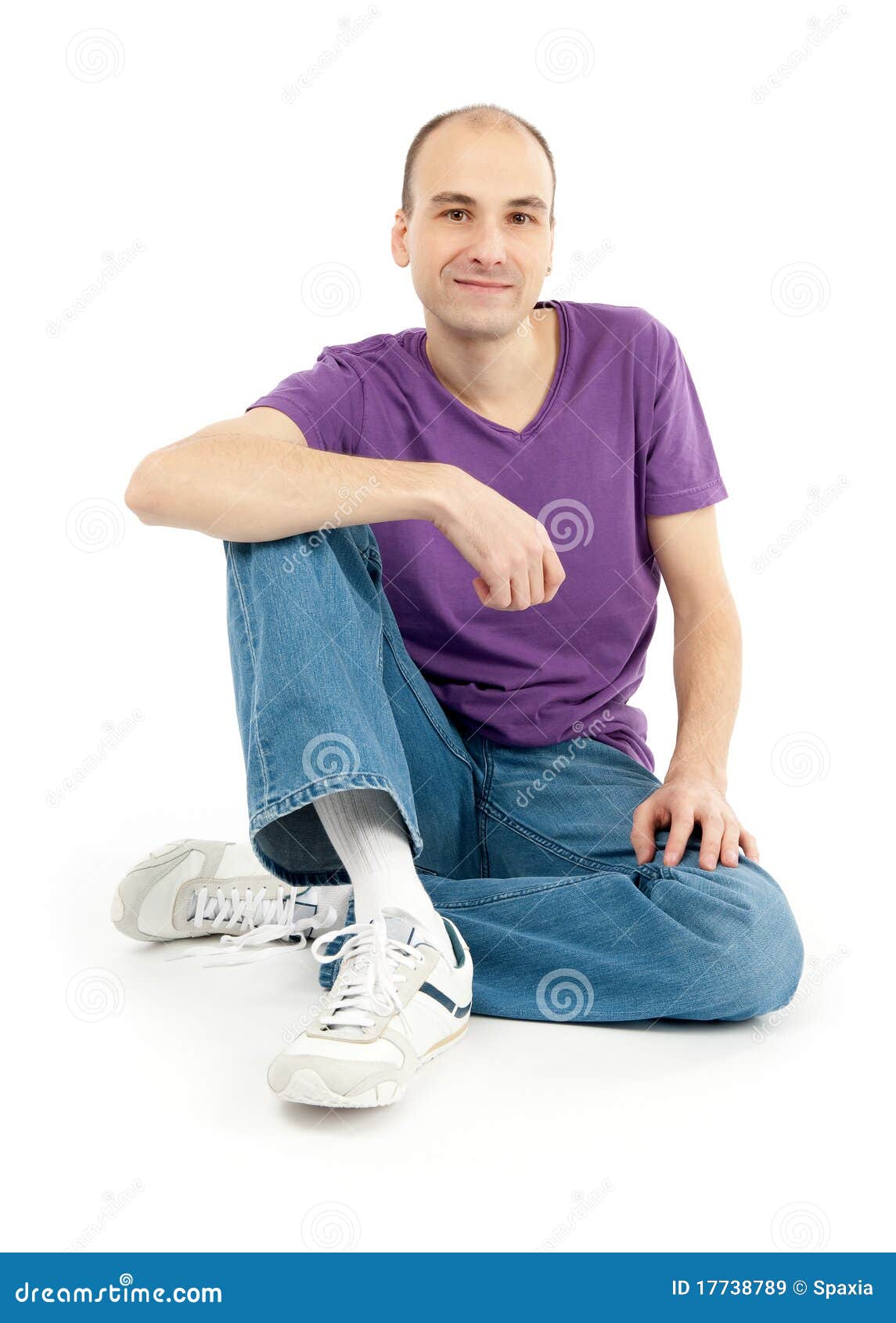 Casual Young Man Sitting Relaxed Stock Image - Image of attitude ...