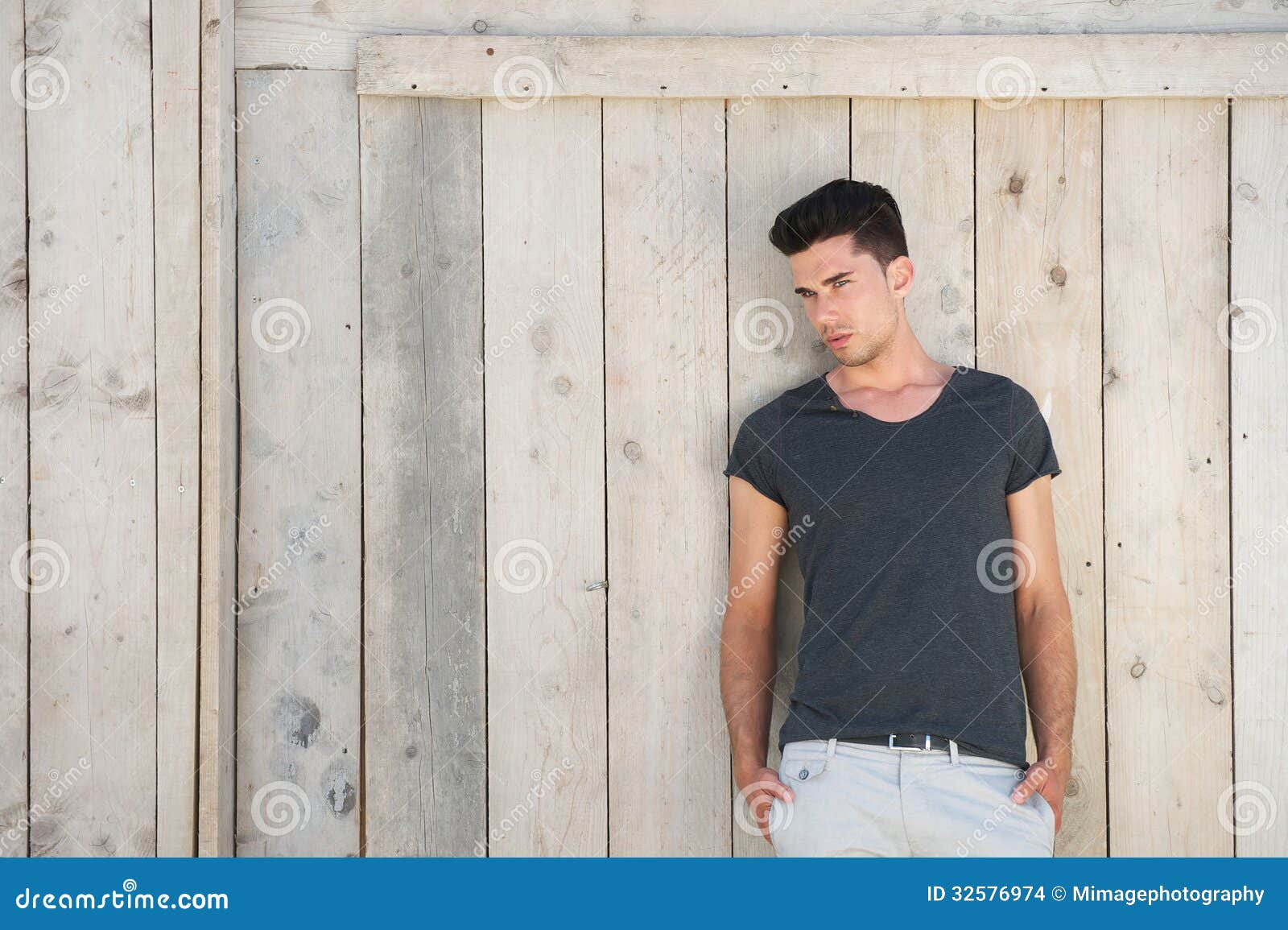 Casual Young Man Standing Outdoors Stock Photo - Image of lifestyle ...