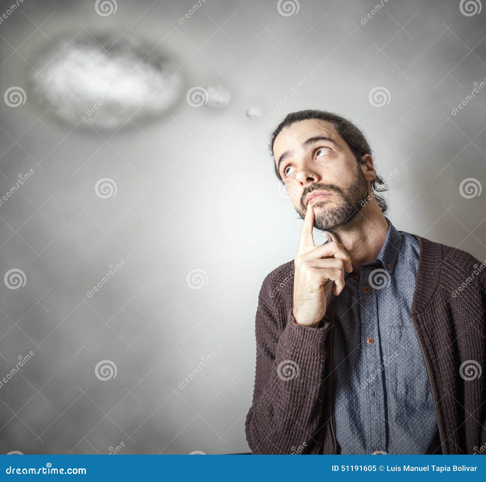 Casual young man thinking stock image. Image of imagine - 51191605
