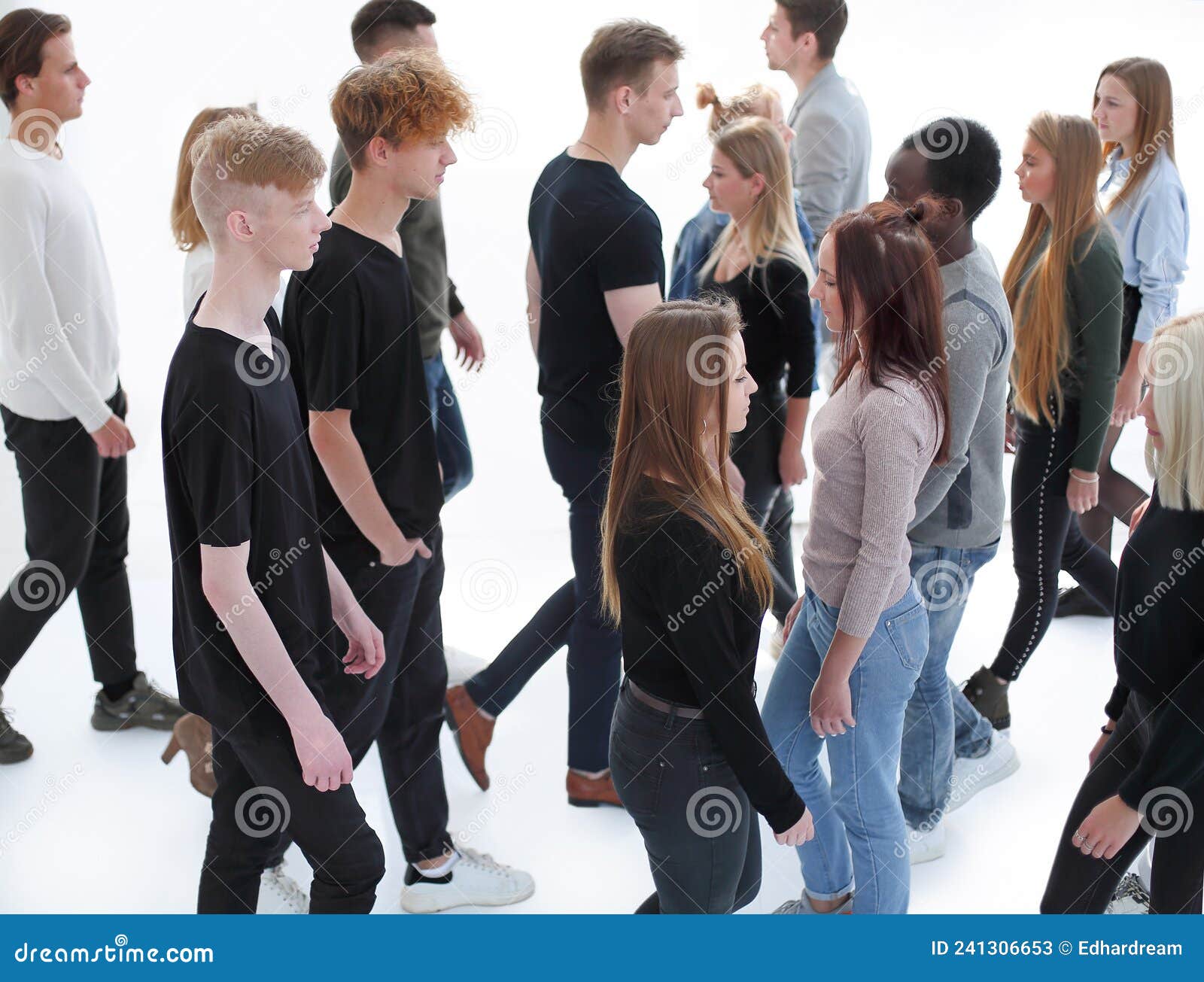 Casual Young People Moving in Different Directions Stock Image - Image ...