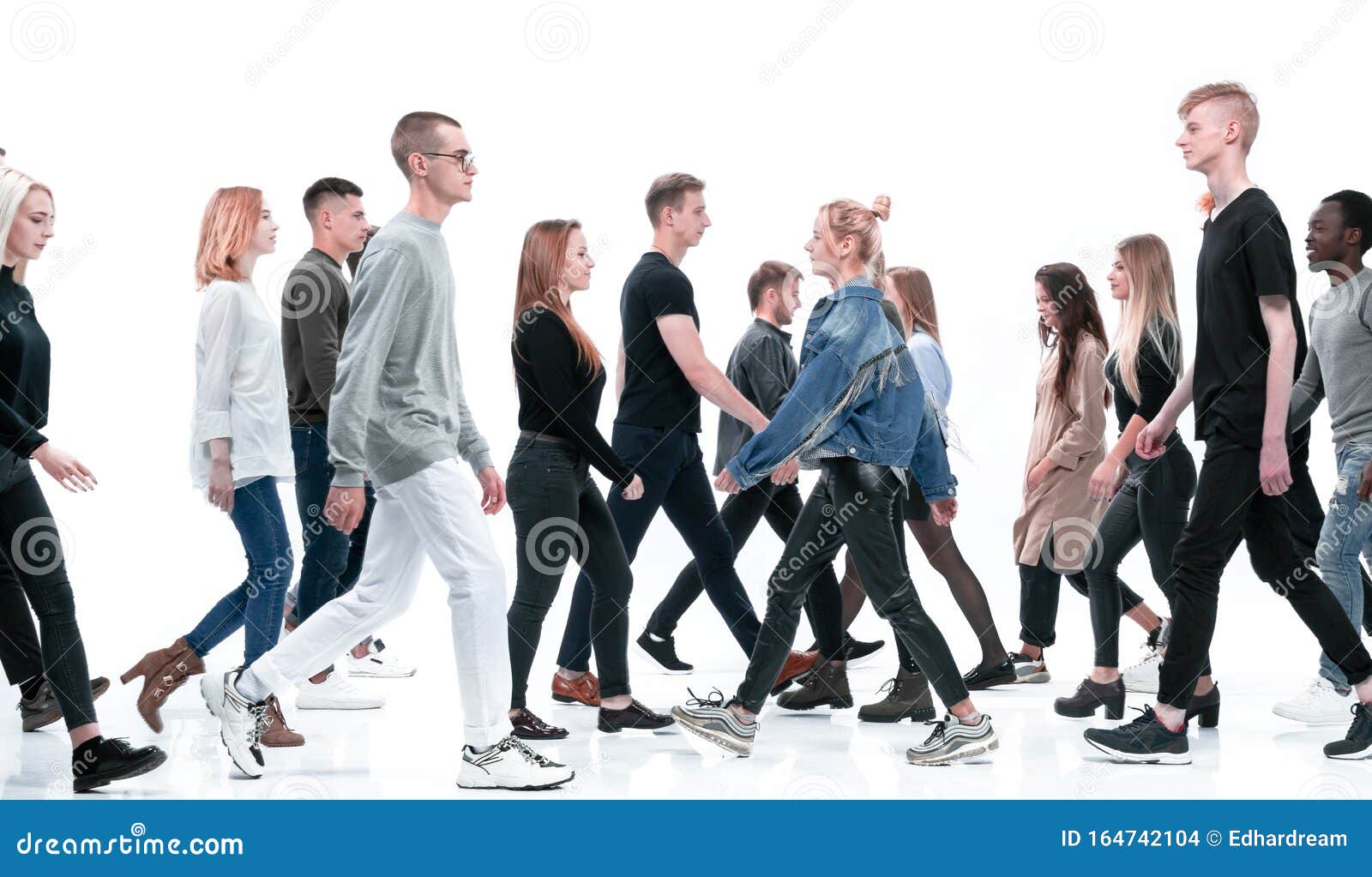 Casual Young People Walking in Different Directions Stock Photo - Image ...
