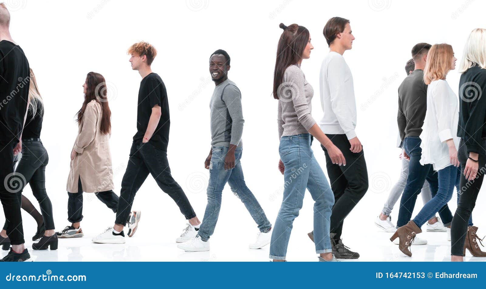Casual Young People Walking in Different Directions Stock Image - Image ...