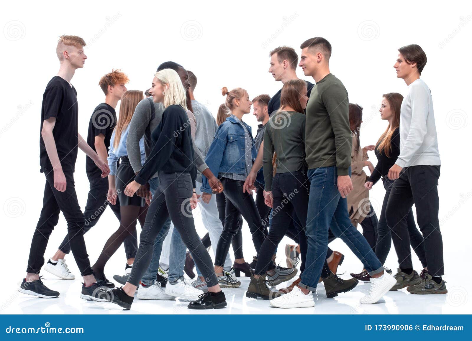 Casual Young People Walking in Different Directions Stock Photo - Image ...