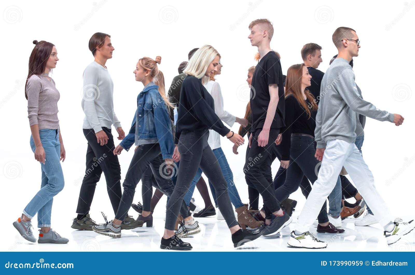 Casual Young People Walking in Different Directions Stock Image - Image ...