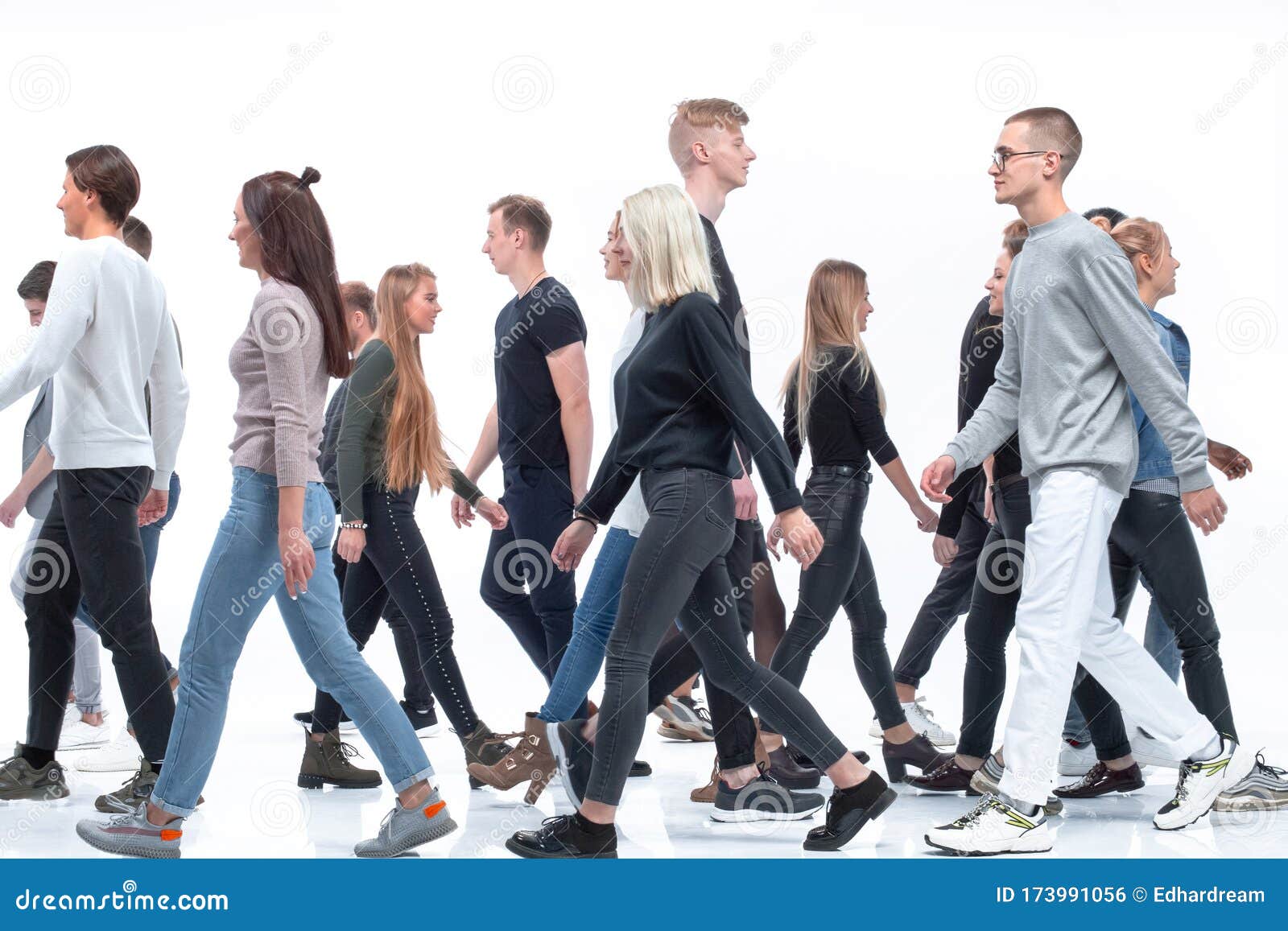 Casual Young People Walking in Different Directions Stock Photo - Image ...