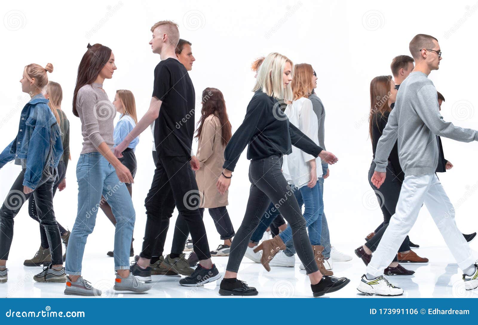 Casual Young People Walking in Different Directions Stock Photo - Image ...