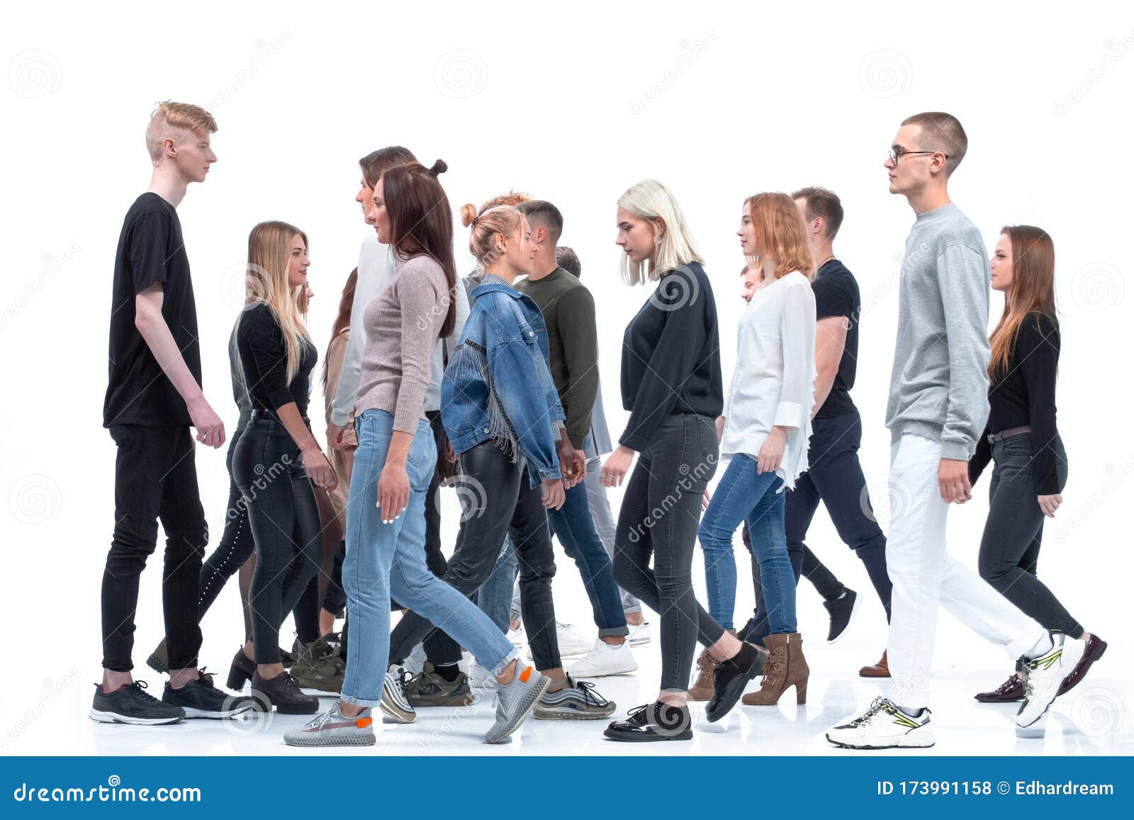 Casual Young People Walking in Different Directions Stock Photo - Image ...