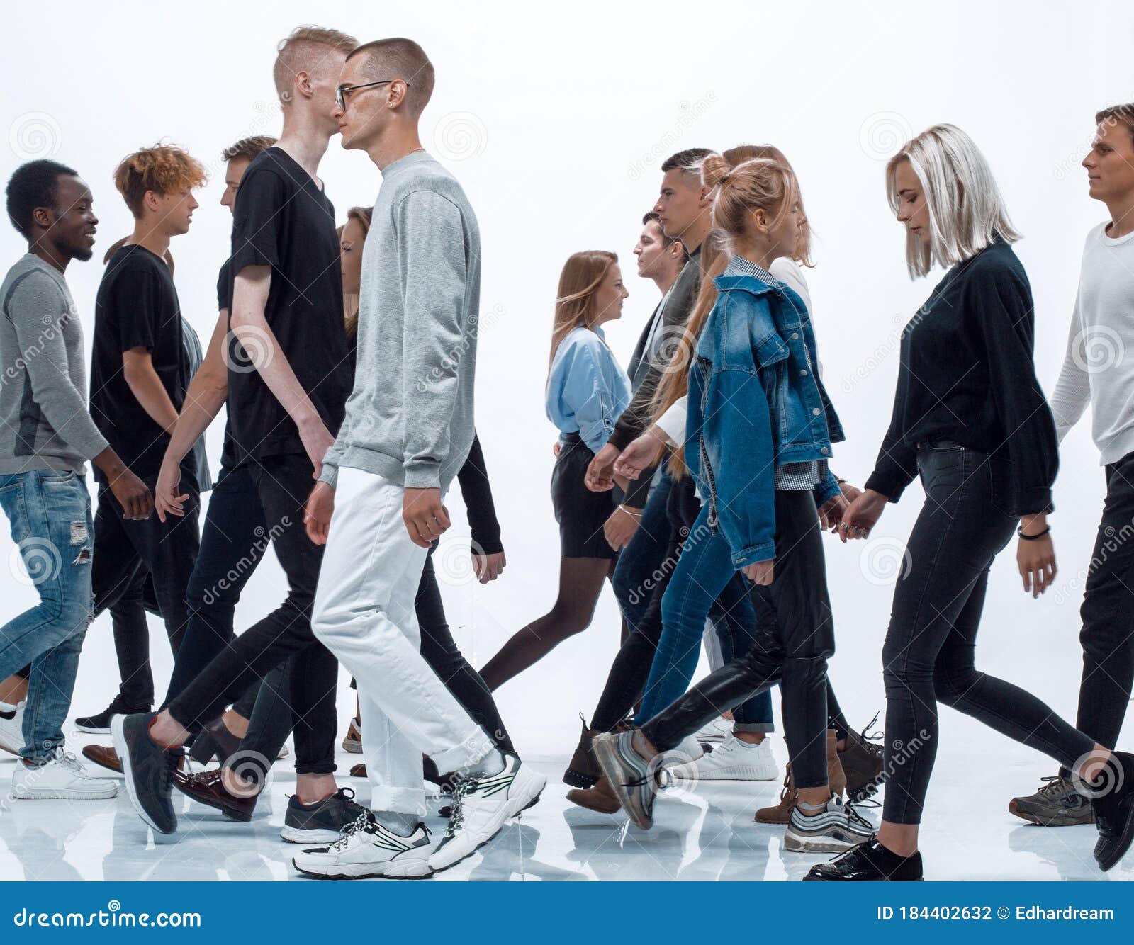 Casual Young People Walking in Different Directions Stock Photo - Image ...