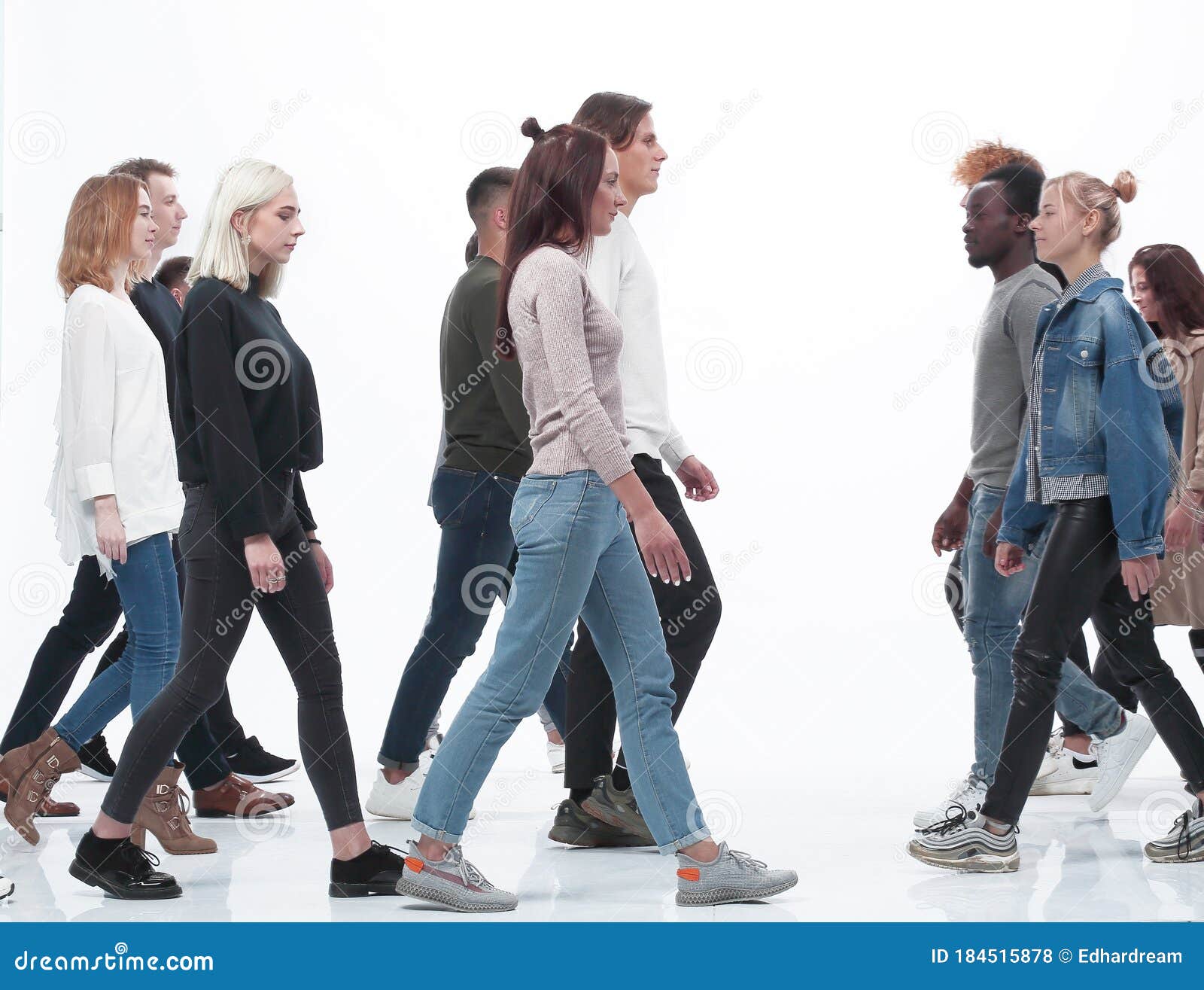 Casual Young People Walking in Different Directions Stock Photo - Image ...