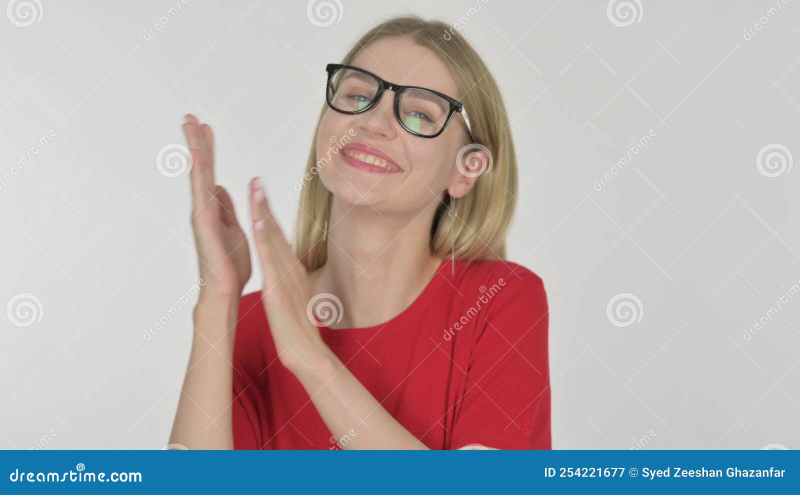 Young Woman Clapping, Applauding on White Background Stock Video ...