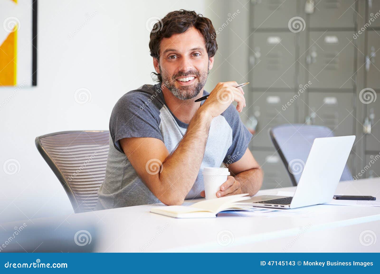 Casually Dressed Man Working in Design Studio Stock Image - Image of ...