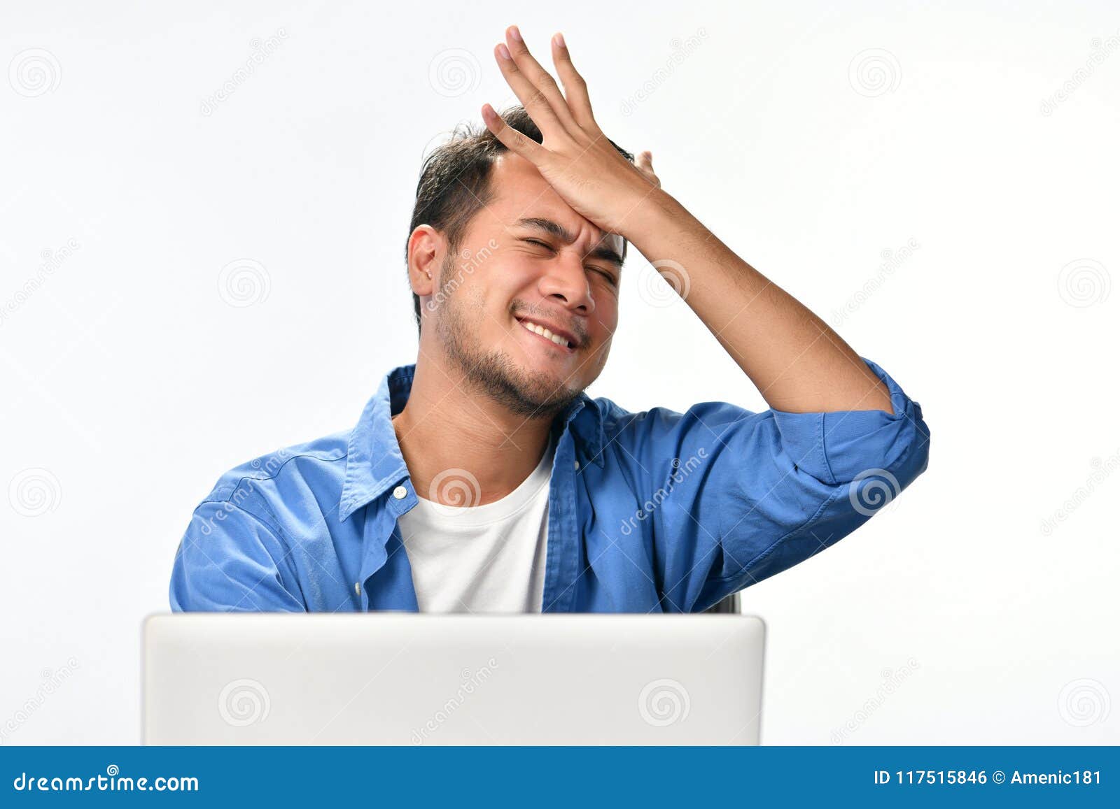 Startup Business Man Smacking His Head in Stress while Working on a ...