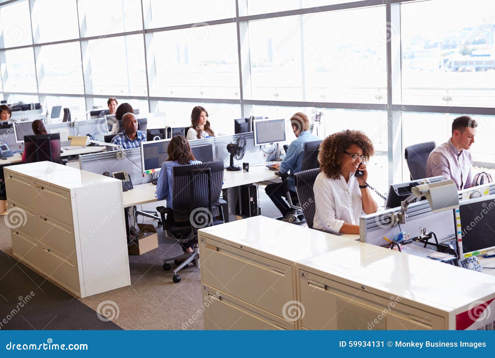 Office With Open, Communal Workspace And Mix Of Modern And Vintage ...