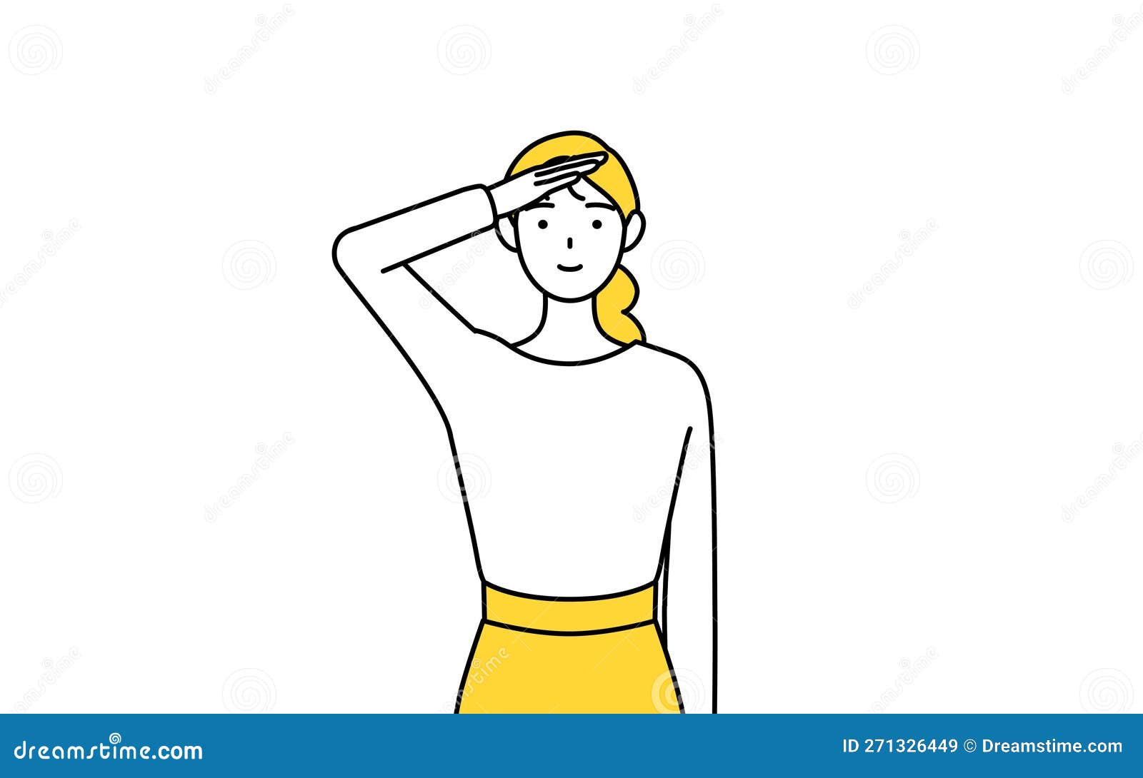 A Casually Dressed Young Woman Making a Salute Stock Vector ...