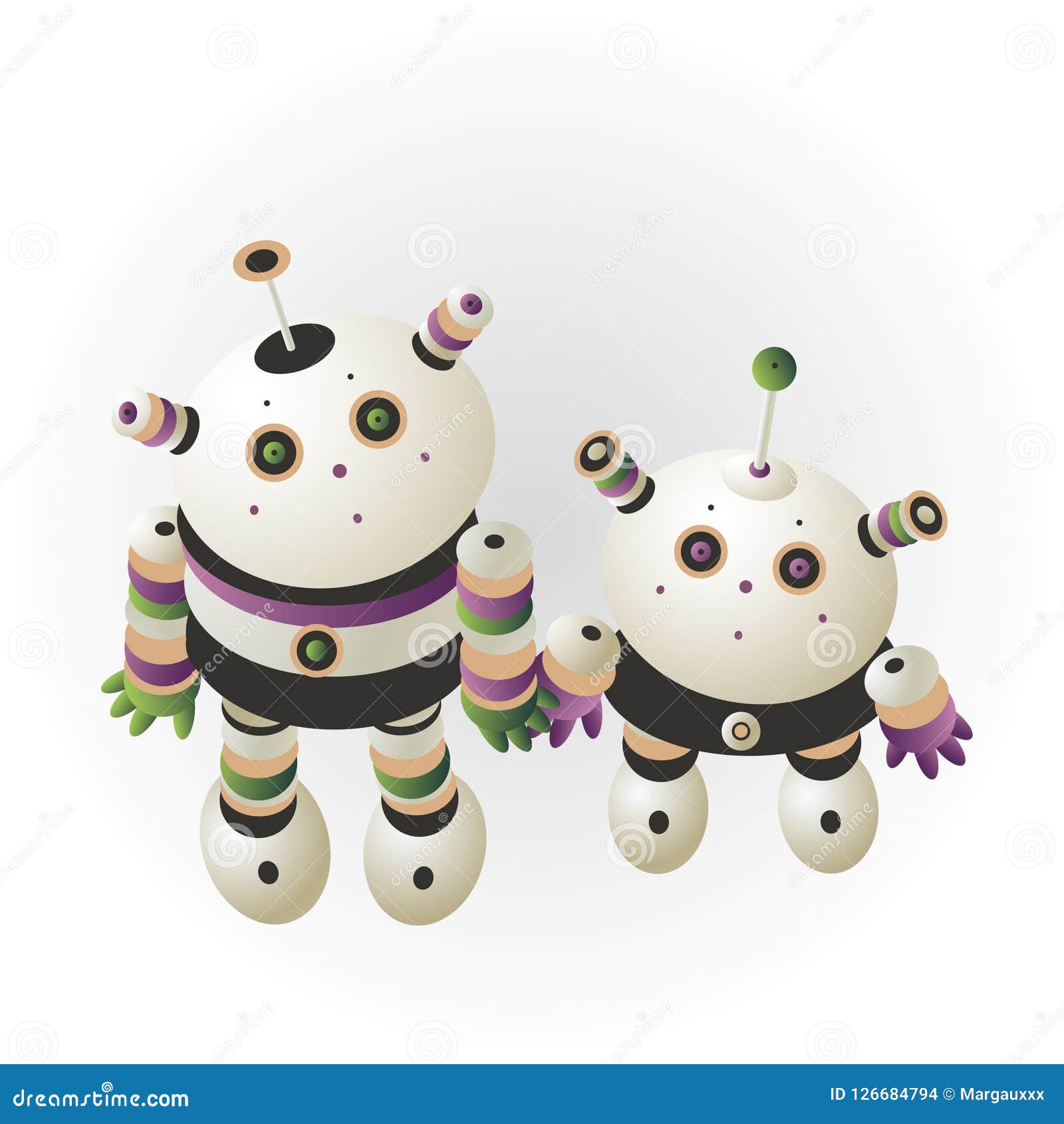 Friendly Cute Robots Children Want To Be Friends and Teach. Stock ...