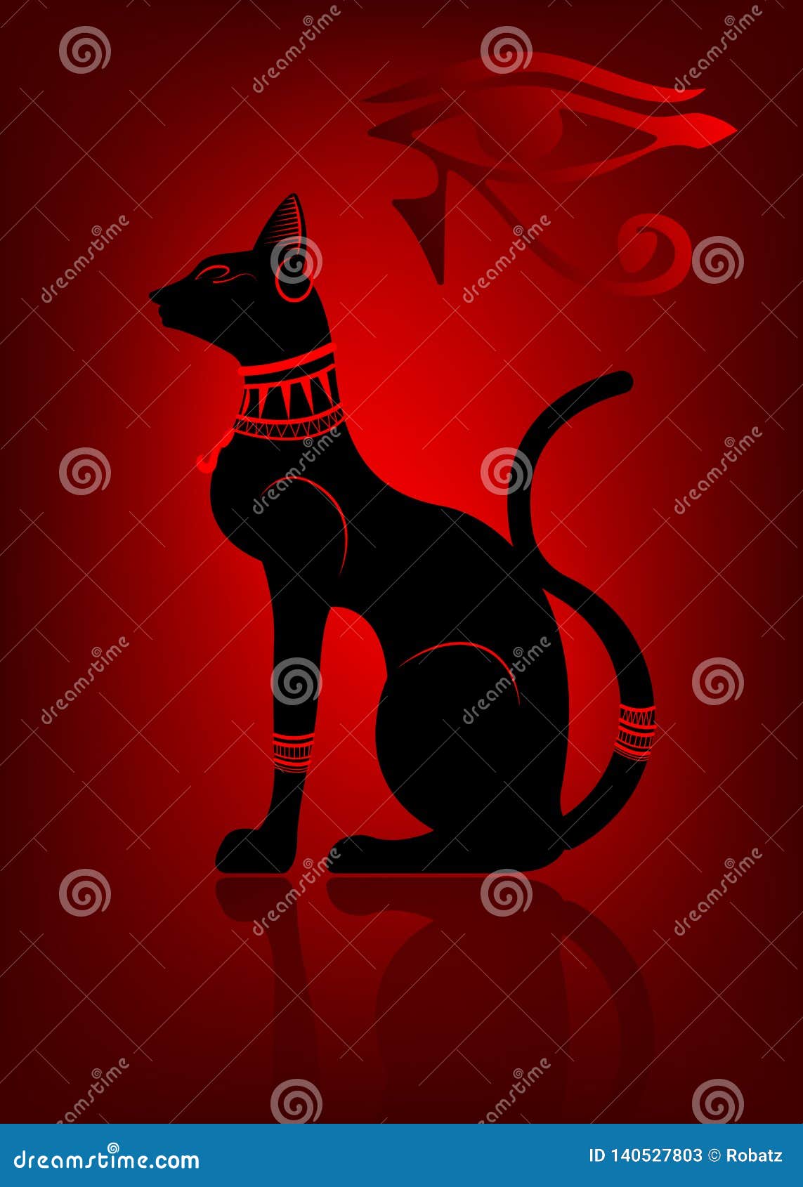 Black Egyptian Cat. Bastet, Ancient Egypt Goddess, Statue Profile With ...