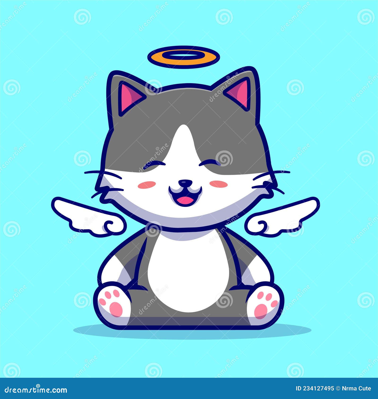 Cute angel baby cat stock vector. Illustration of color - 234127495