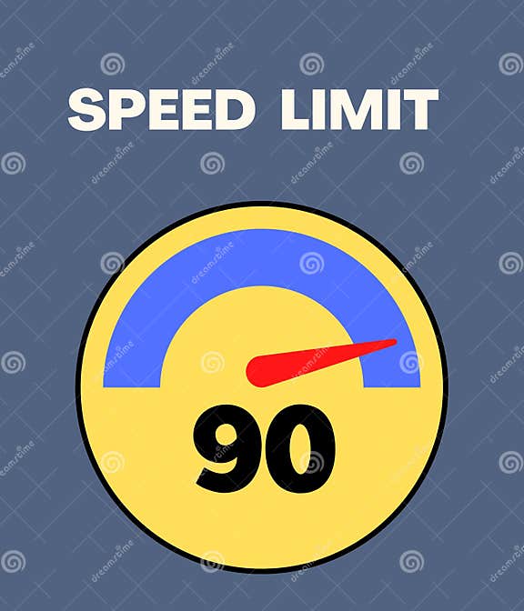 Speed Limit 90 Round Road Traffic Icon Sign Flat Style Design ...