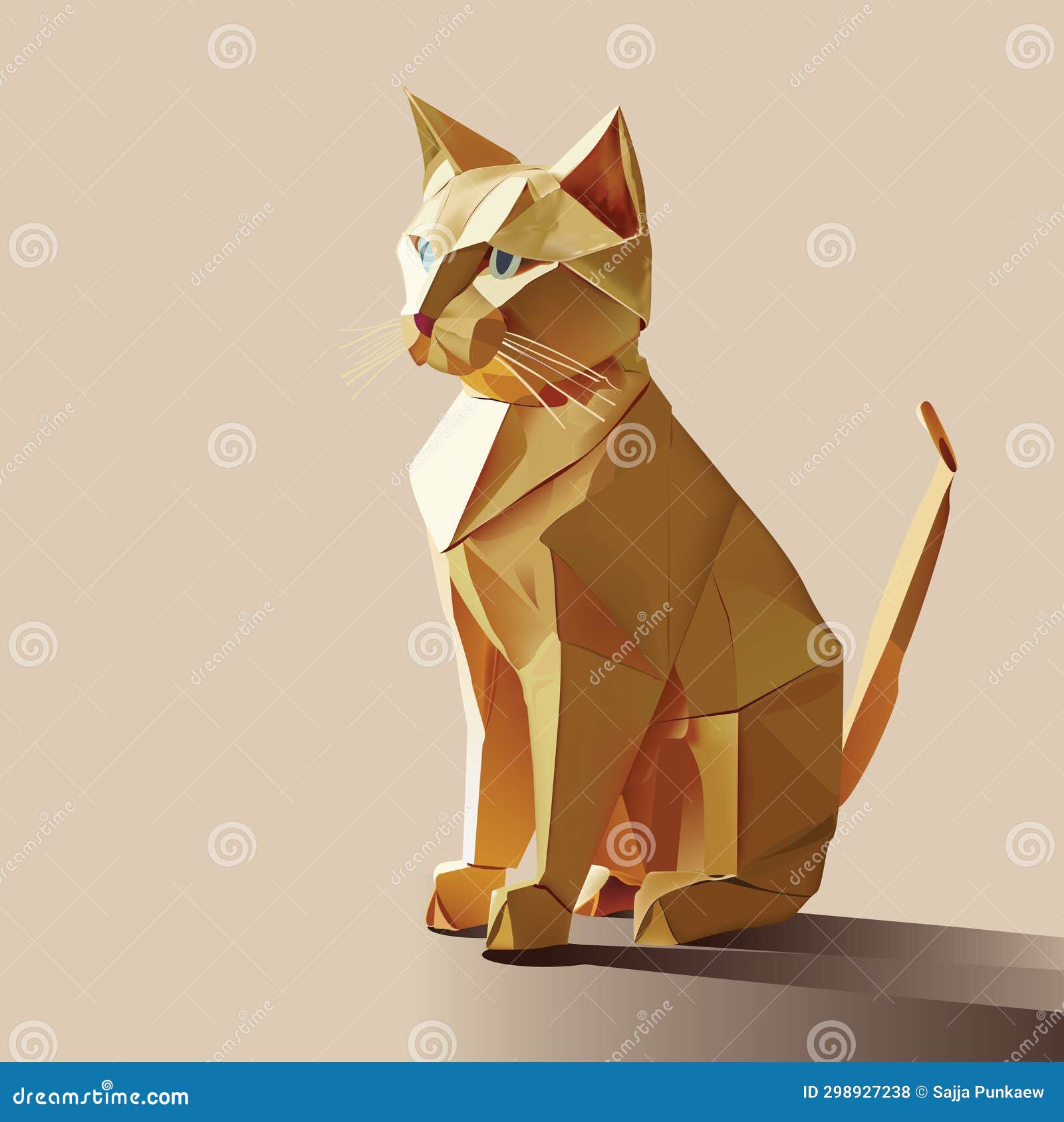 Origami Brown Paper Cat Pes 10 Format Stock Illustration - Illustration ...