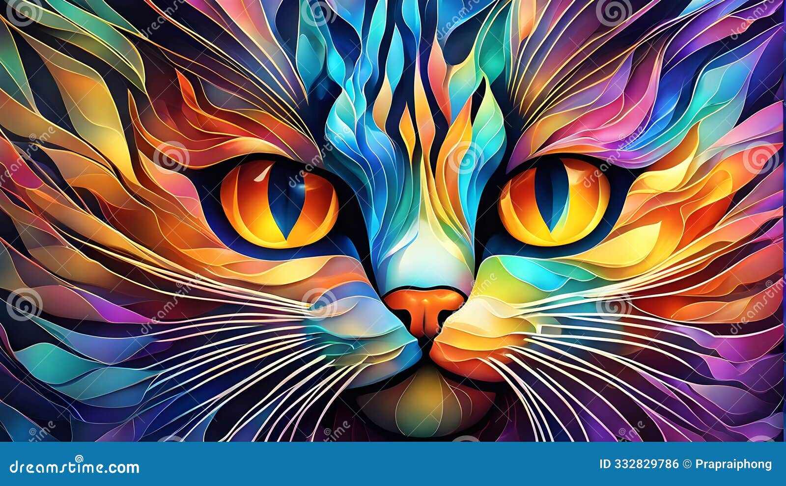 Cat Abstract Colorful Art Background Stock Illustration - Illustration ...