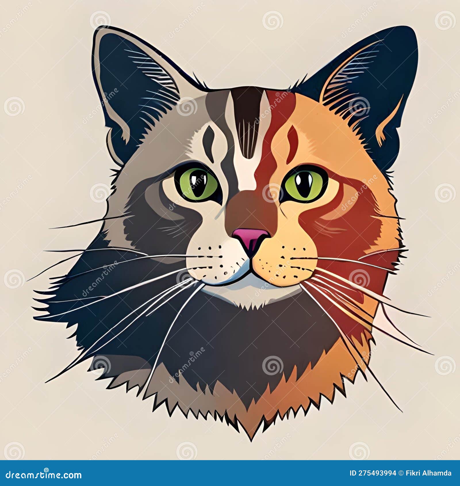 Cat Abstract Digital Art Portrait Stock Illustration - Illustration of ...
