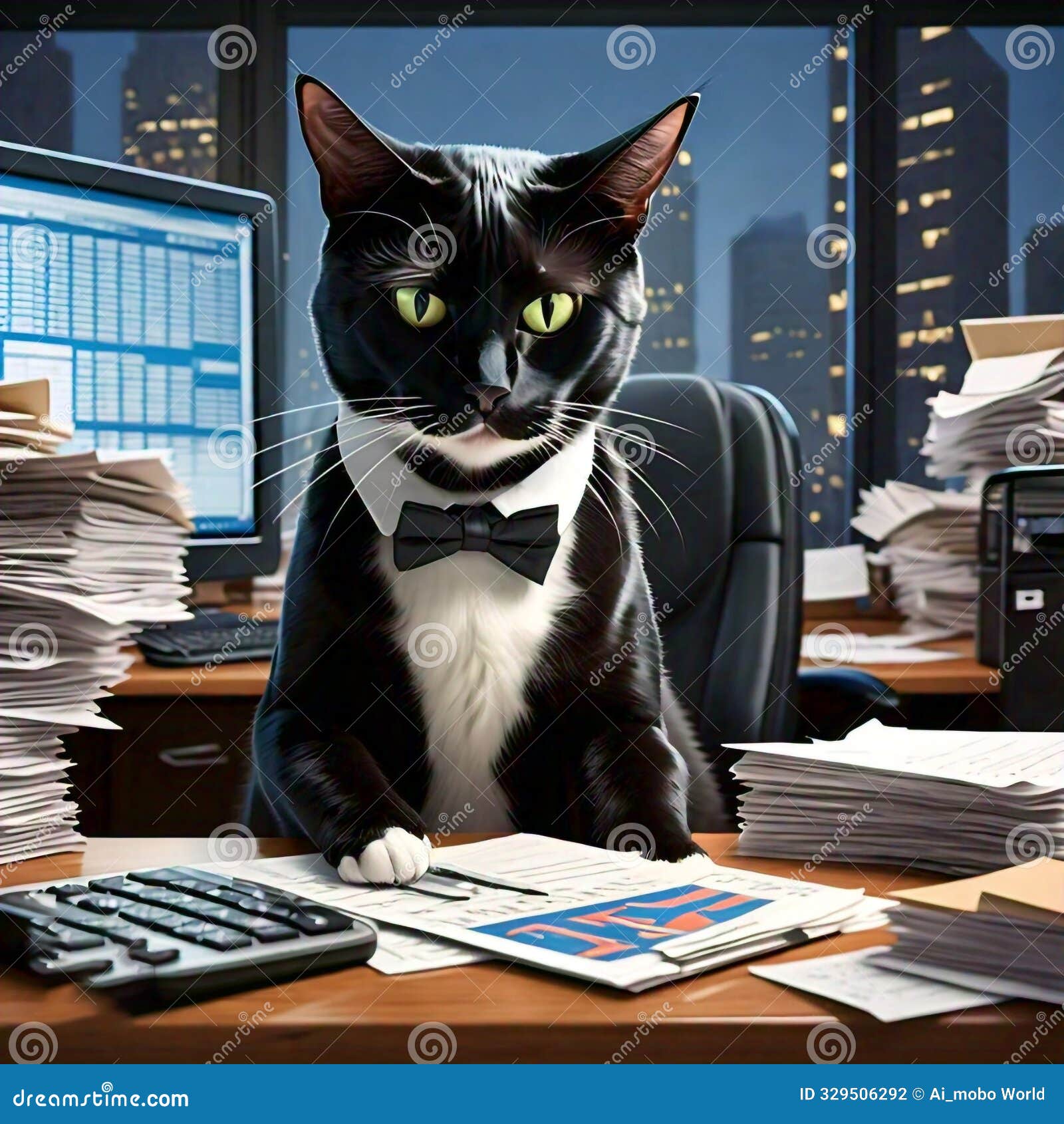 A Cat Accountant Working in a Skyscraper Office Stock Photo - Image of ...