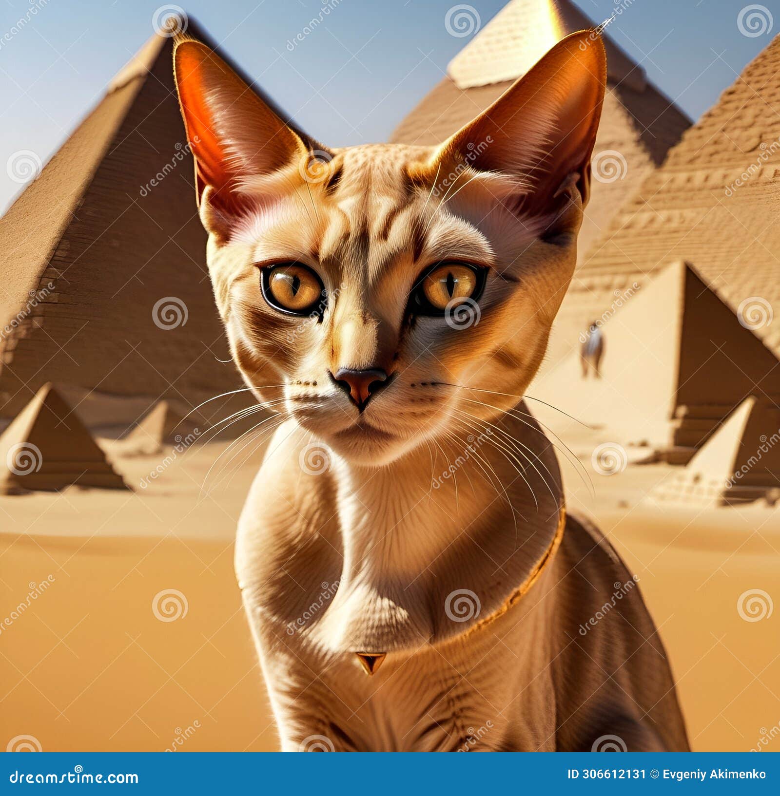 Cat Against the Backdrop of the Egyptian Pyramids Stock Image - Image ...