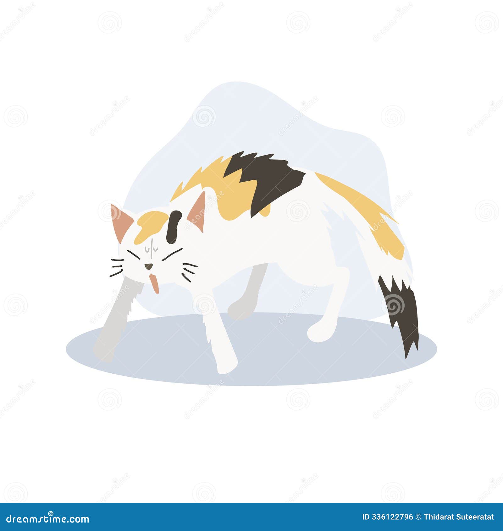 Cat in Aggressive Posture with Fluffed Up Fur. Frightened Cat Stock ...