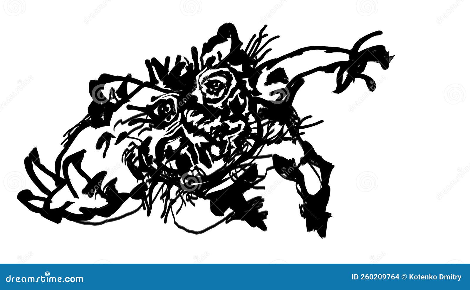 Cat Aggressor, Formidable Predator Attacks. Abstract Cartoon Style. Ink ...