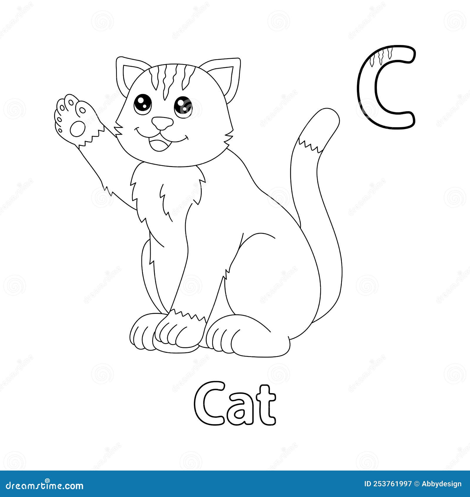Cat Alphabet ABC Coloring Page C Stock Vector - Illustration of color ...