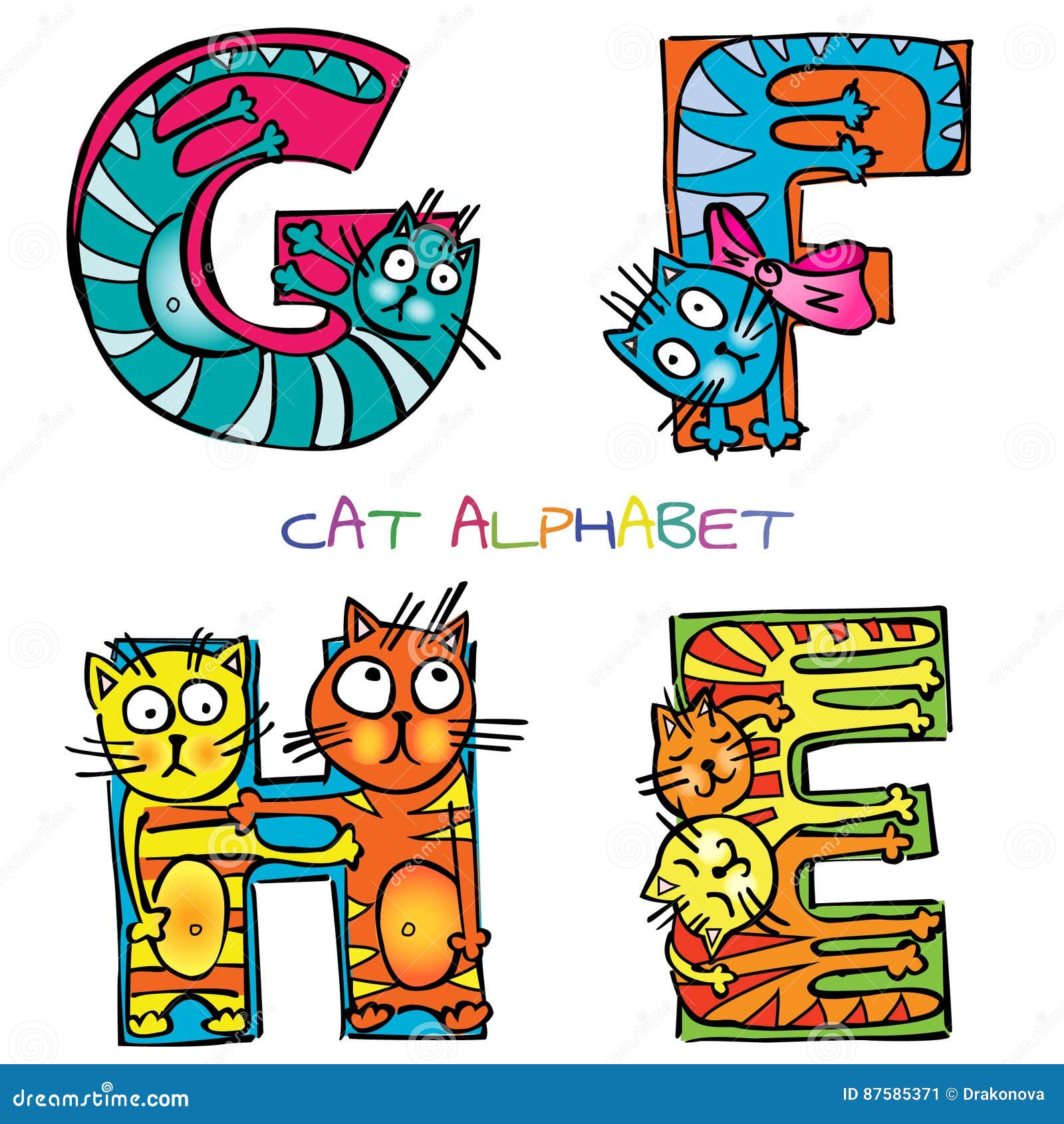 Cat alphabet stock vector. Illustration of scared, kitten - 87585371