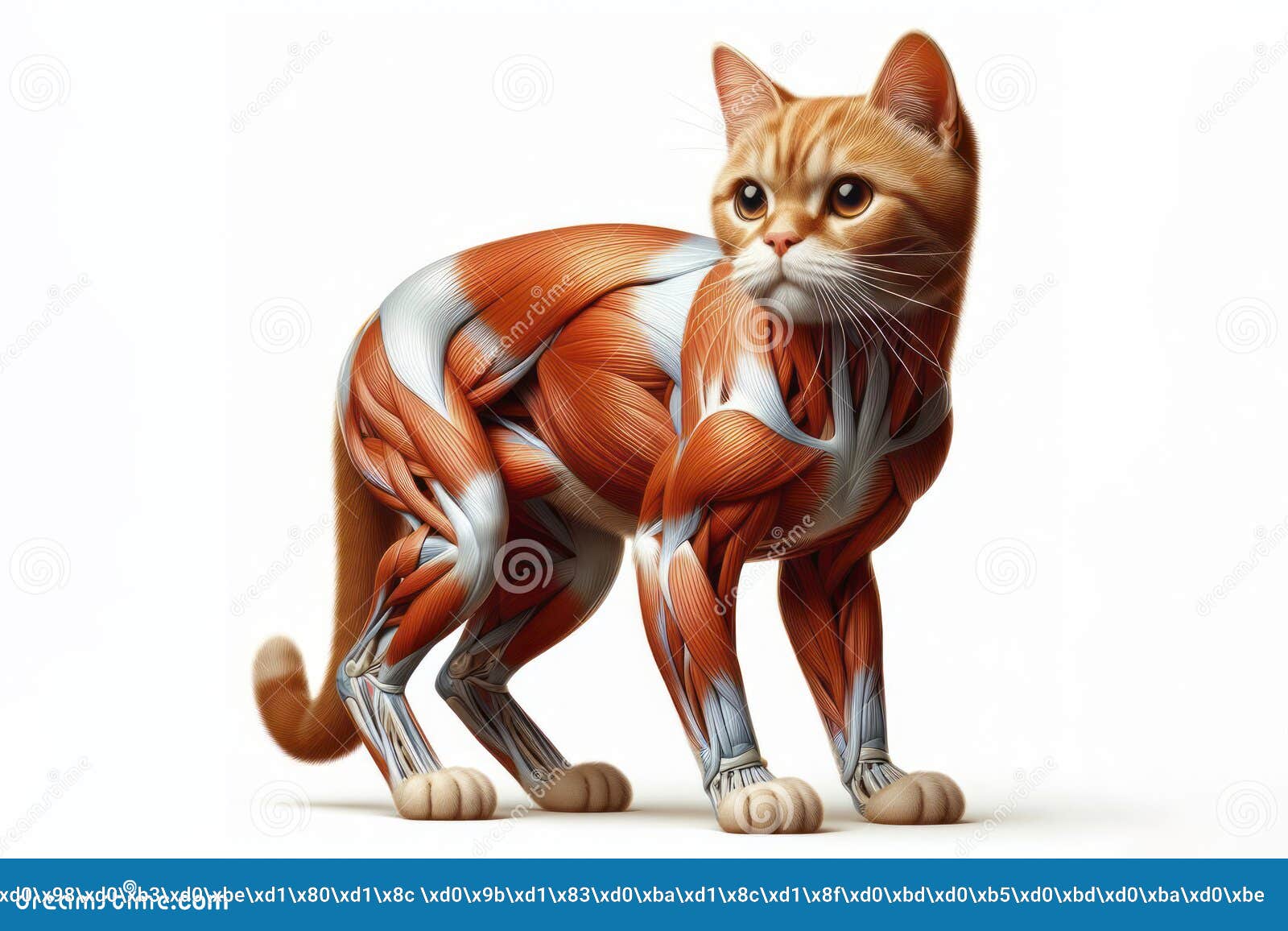 Cat Anatomy Showing Body and Head, Face with Muscular System Visible ...