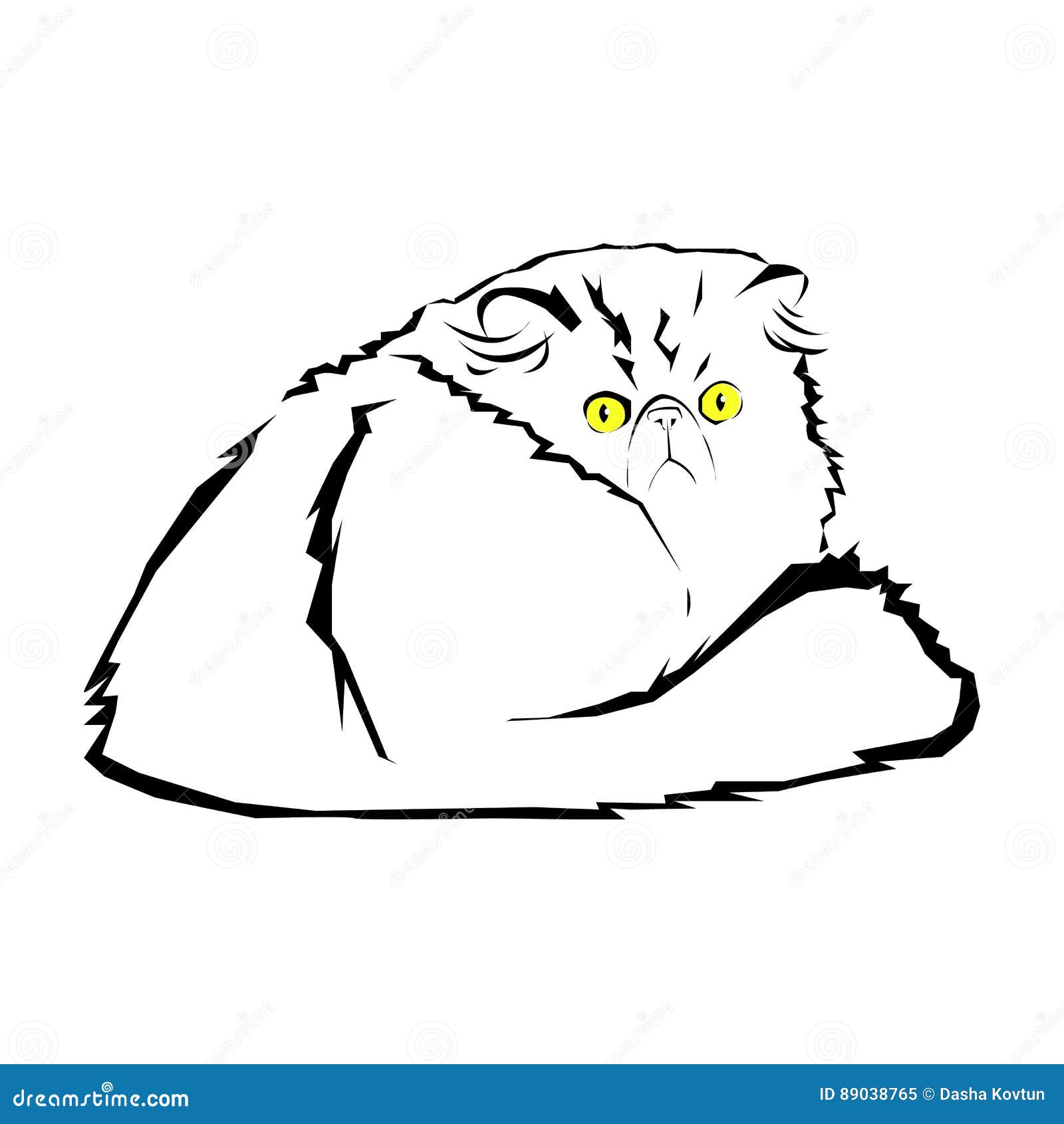 Cat Animal Contour Drawing Creative Blue Image Kitten Line Stock Vector ...