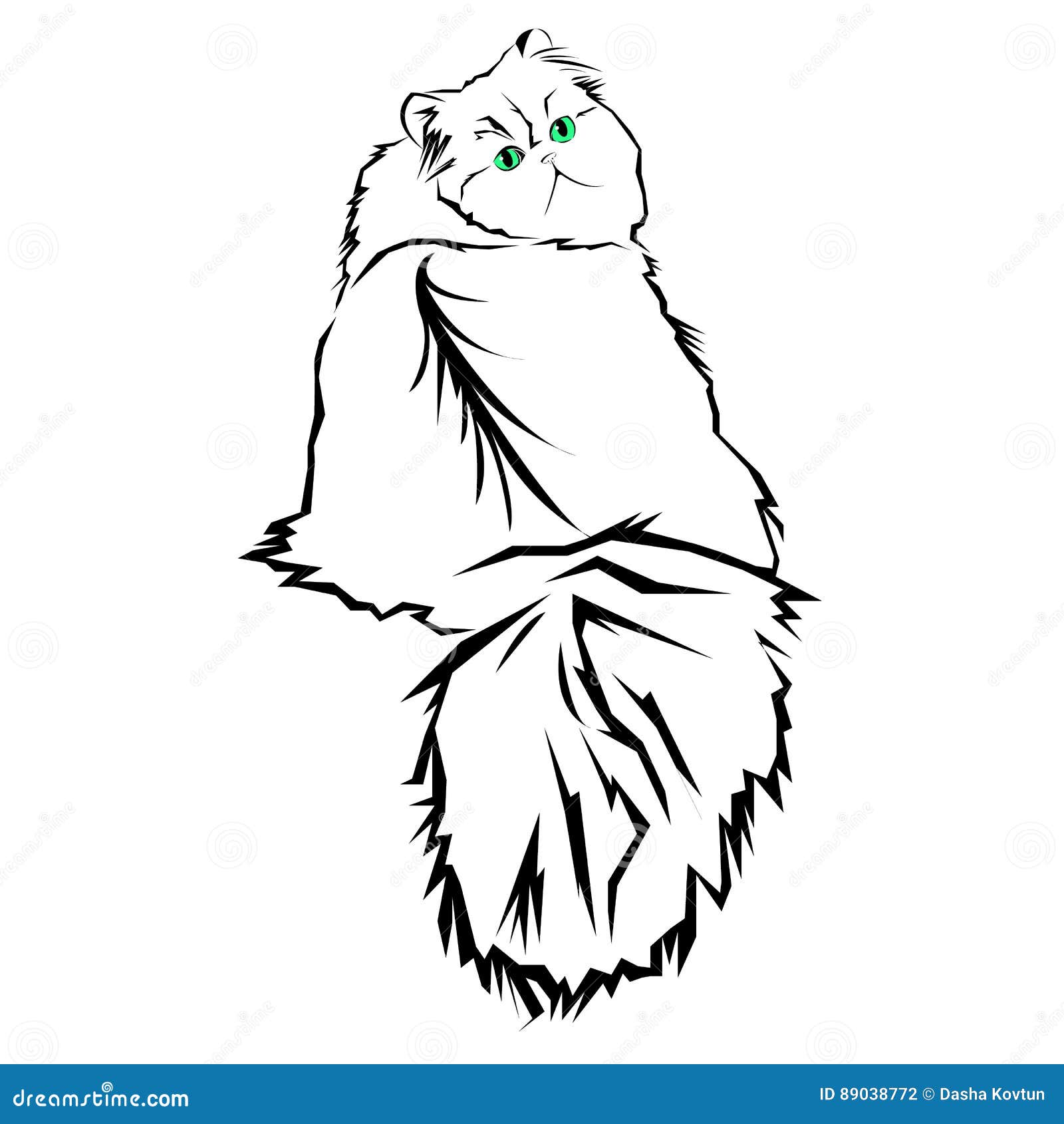 Cat Animal Contour Drawing Creative Blue Image Kitten Line Stock Vector ...