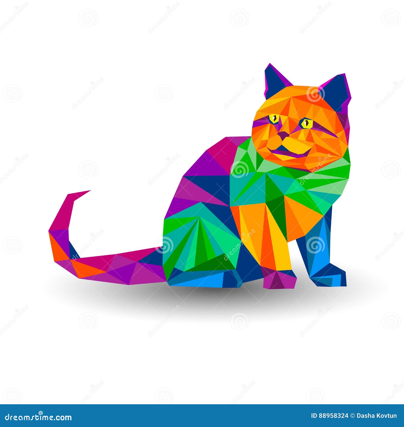 Cat Animal Contour Drawing Creative Kitten Stock Vector - Illustration ...