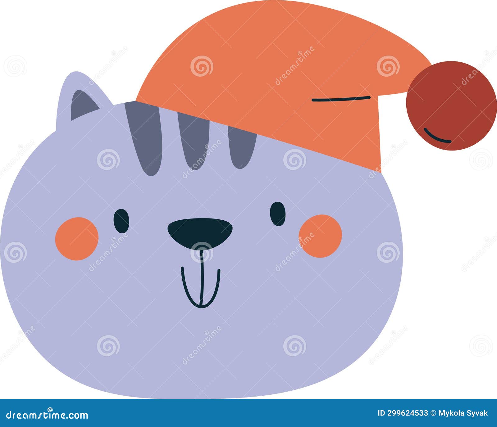 Cat Animal Head with Hat stock illustration. Illustration of portrait ...