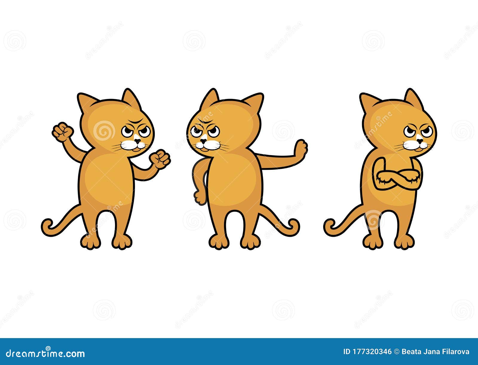 Funny Angry Red Cat Icon Set Vector Stock Vector - Illustration of ...